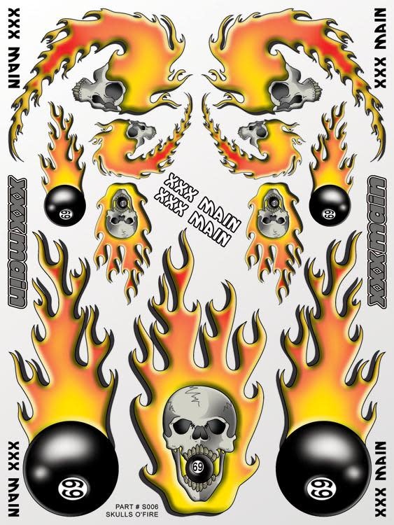 S006 Skulls O'Fire Sticker Sheet - Michael's RC Hobbies