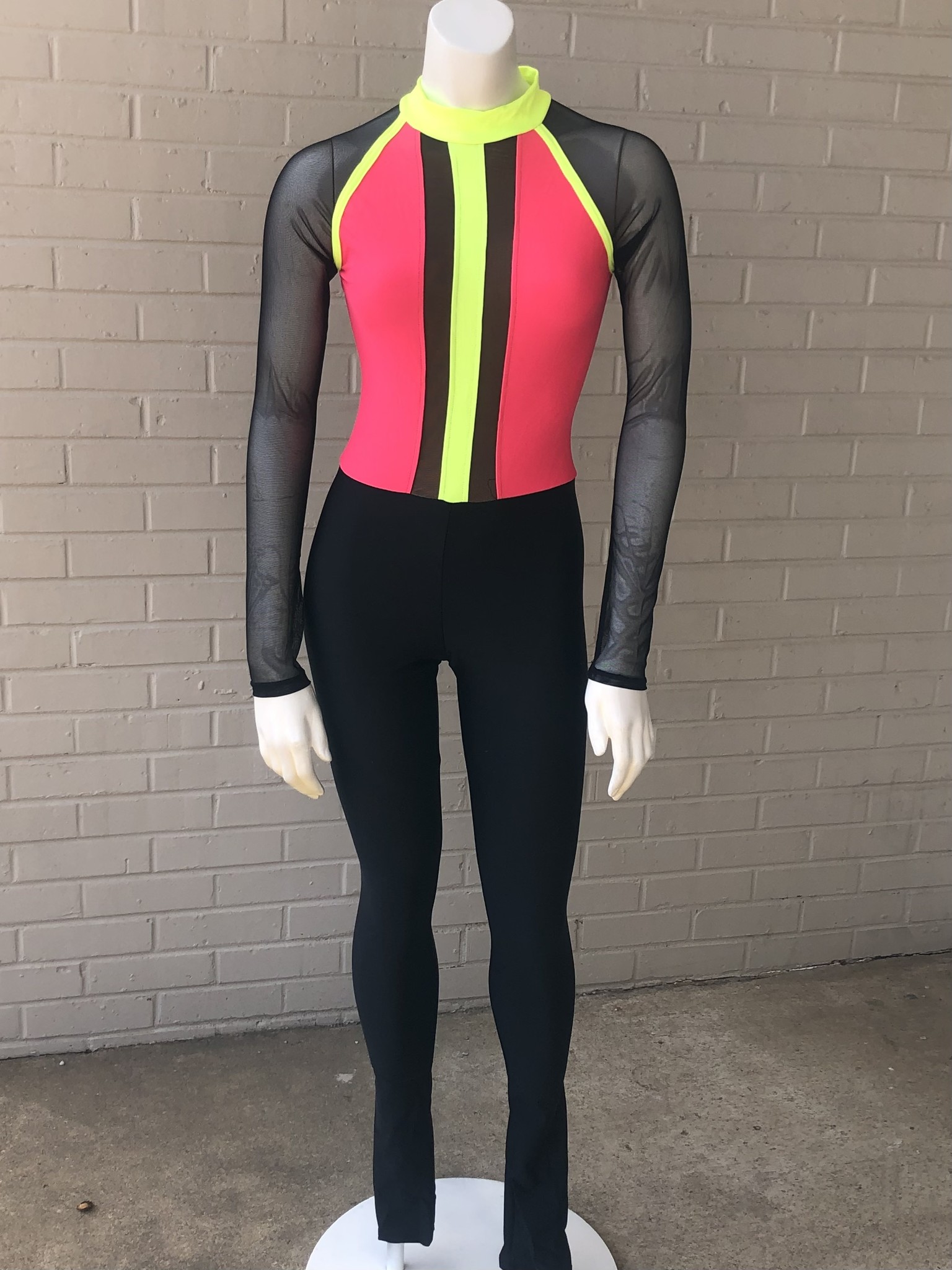 Neon Stripe Unitard - Black and Pink Dance Supplies, Tulsa