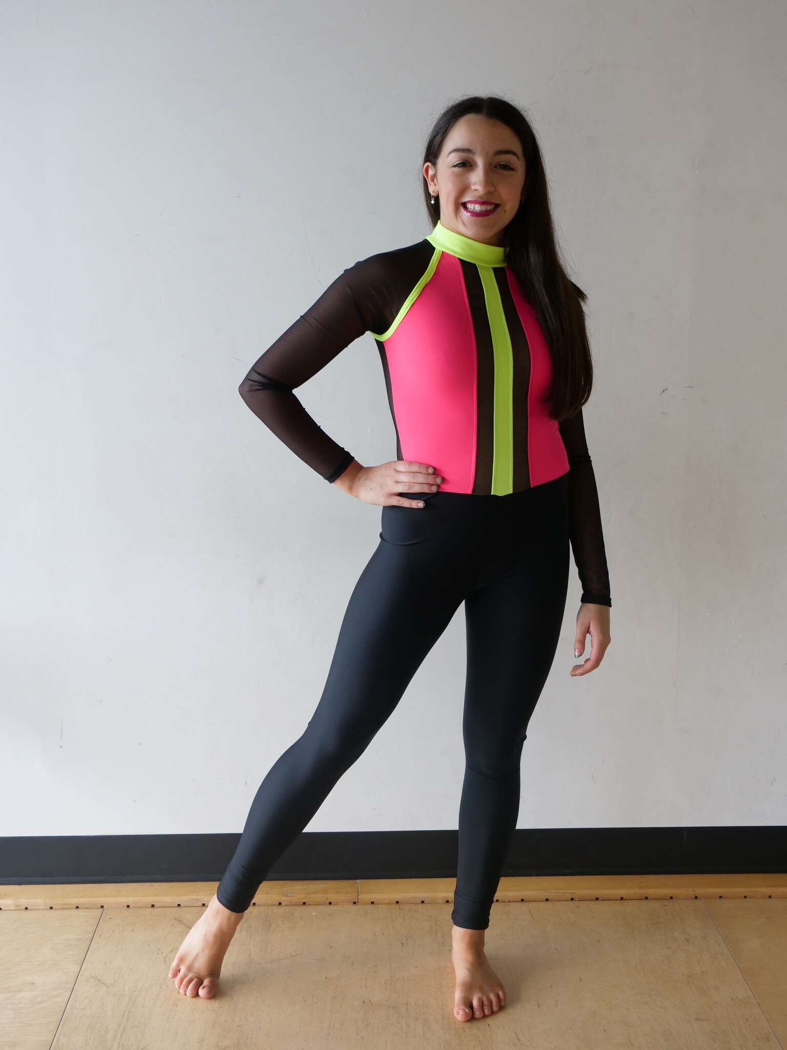 Neon Stripe Unitard - Black and Pink Dance Supplies, Tulsa