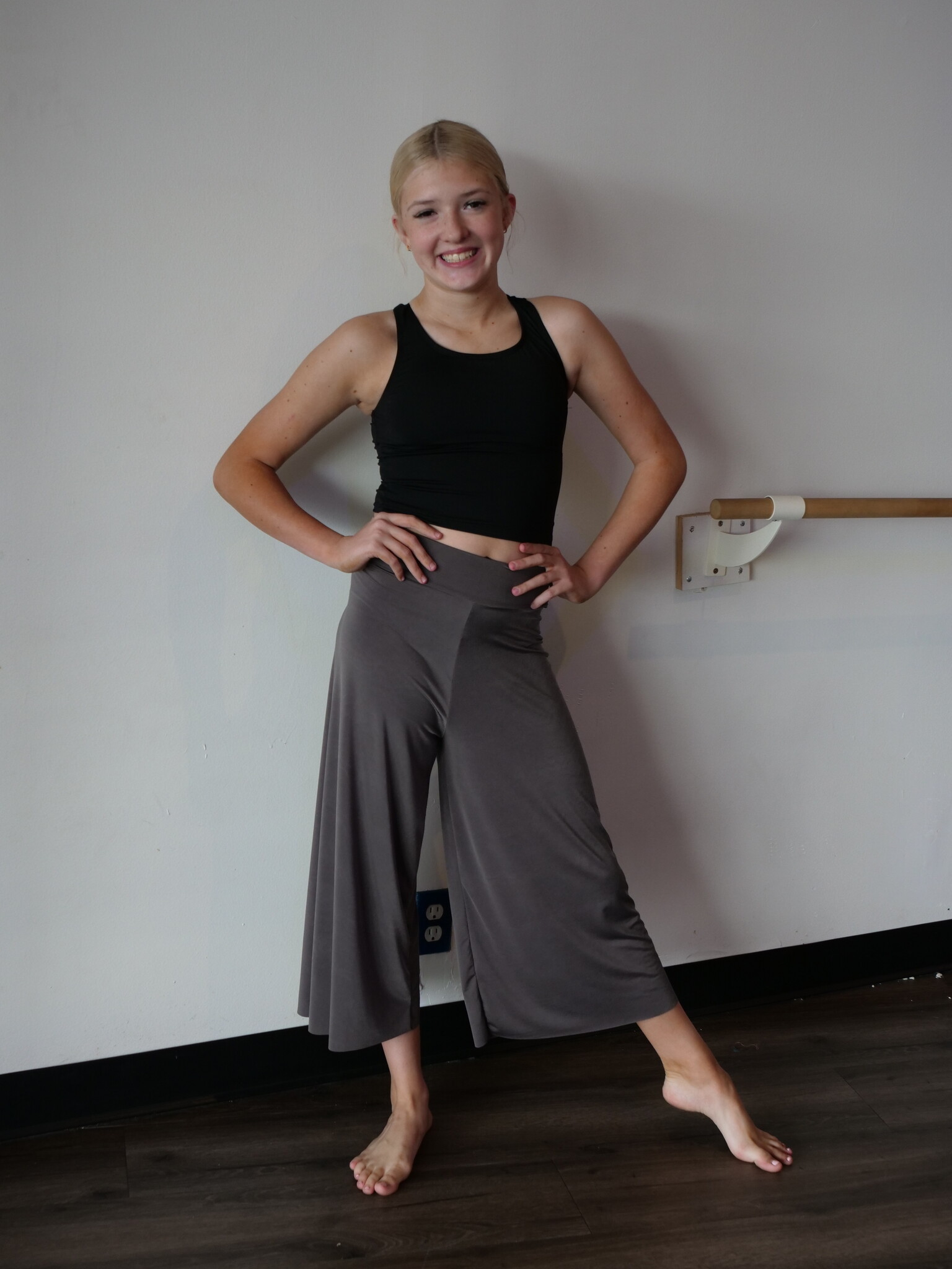 BP Designs Flow Wide Leg Capri 31603 - Black and Pink Dance Supplies, Tulsa