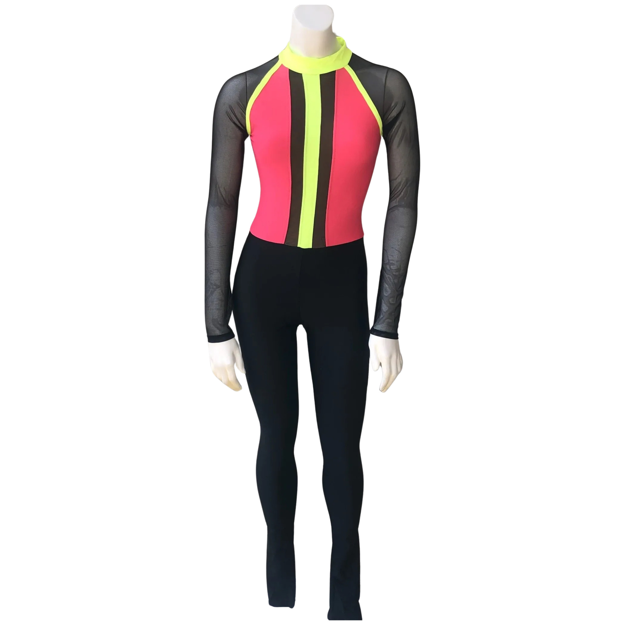 Neon Stripe Unitard - Black and Pink Dance Supplies, Tulsa