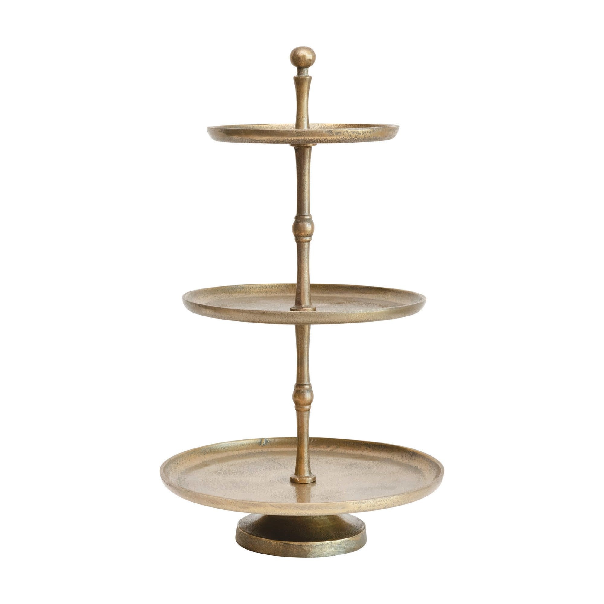 Cast Metal 3-Tier Tray with Antique Finish - Amber Marie and Company