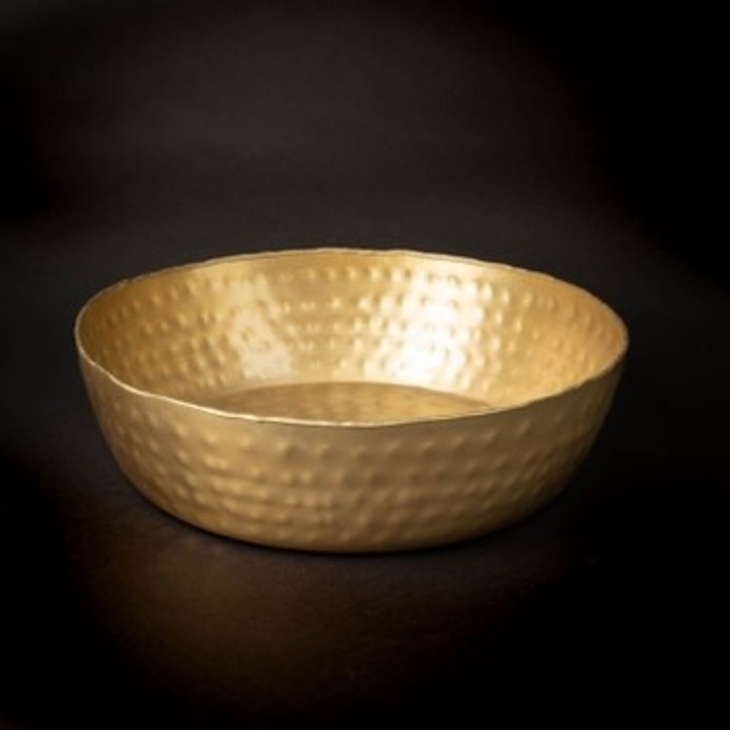 Gold Hammered Aluminum Serving Bowl Large - Amber Marie and Company