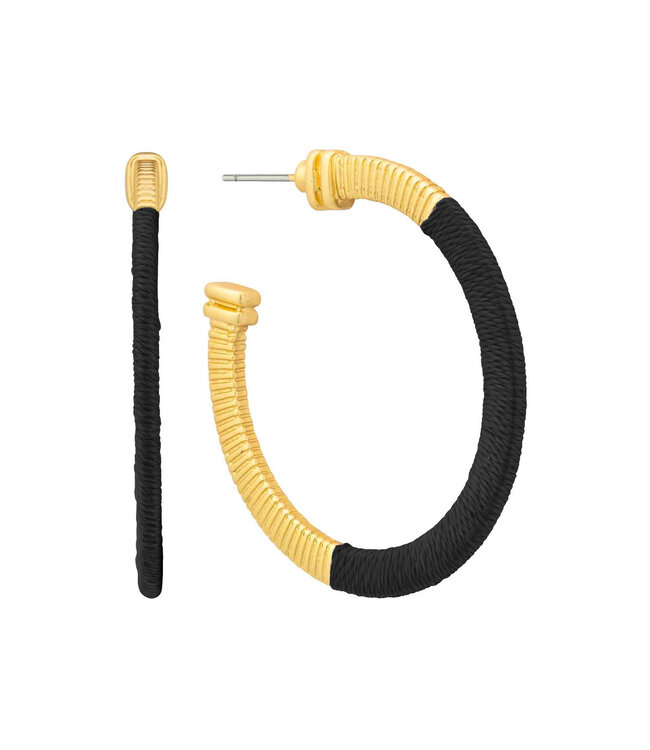 40mm Thread & Textured Metal Hoop Earrings - Amber Marie and Company