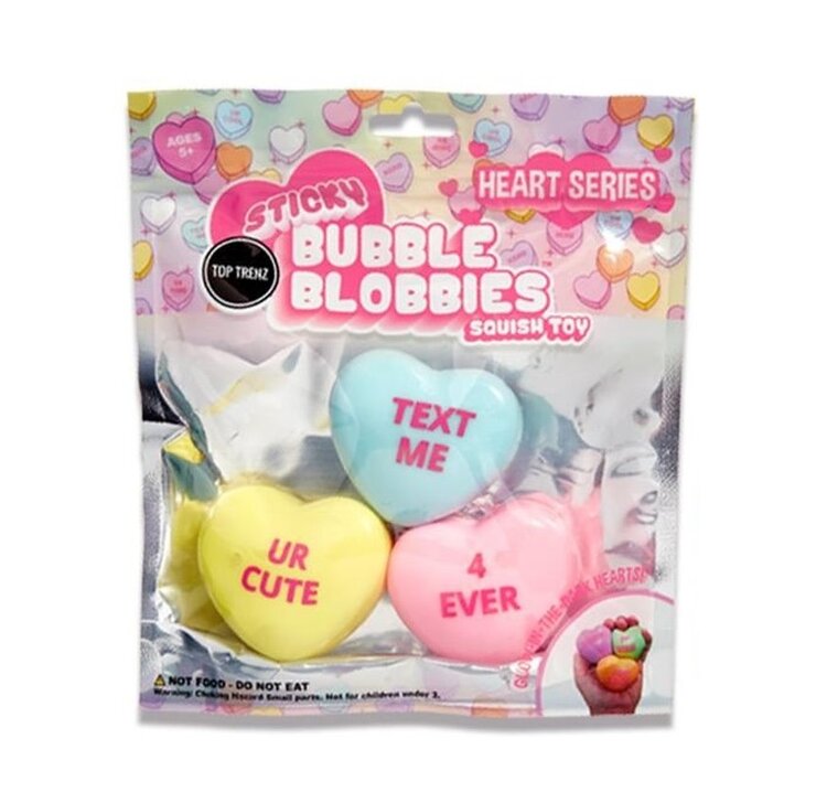 TOP TRENZ Sticky Bubble Blobbies Valentines Conversation Hearts - Amber Marie and Company