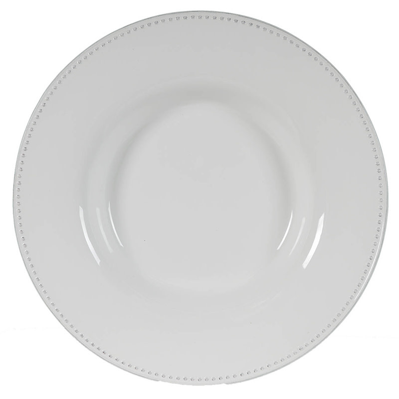 LARGE WHITE ROUND SERVING PLATE - Amber Marie and Company