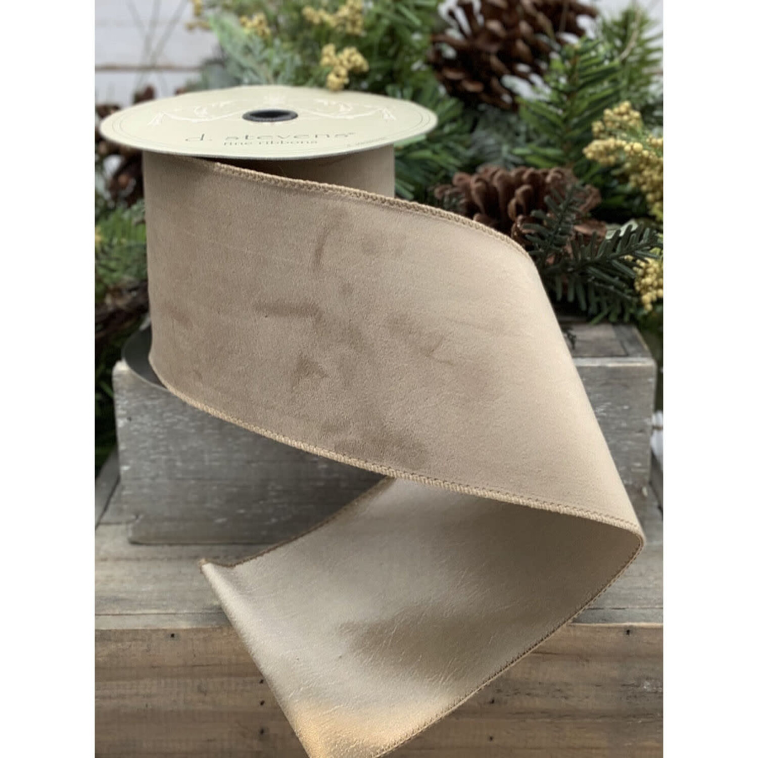 4" x 10yds Velvet Taffeta Back Ribbon - Amber Marie and Company