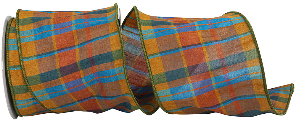 Tierra Plaid Sunset Wired Edge Ribbon - Amber Marie and Company
