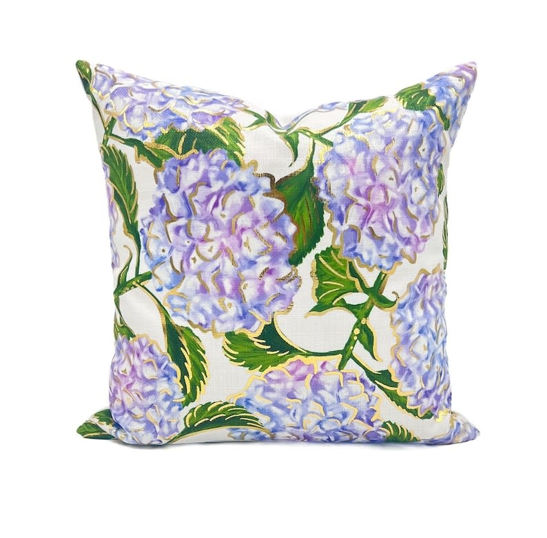 Gold Foil Hydrangeas Pillow - Amber Marie and Company
