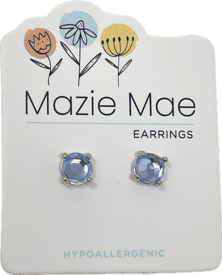 Silver Light Saphite Solitaire Stud Mazie Mae Earring - Amber Marie and Company