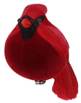7” Chubby Feather Cardinal Red With Silver Clip - Amber Marie and Company