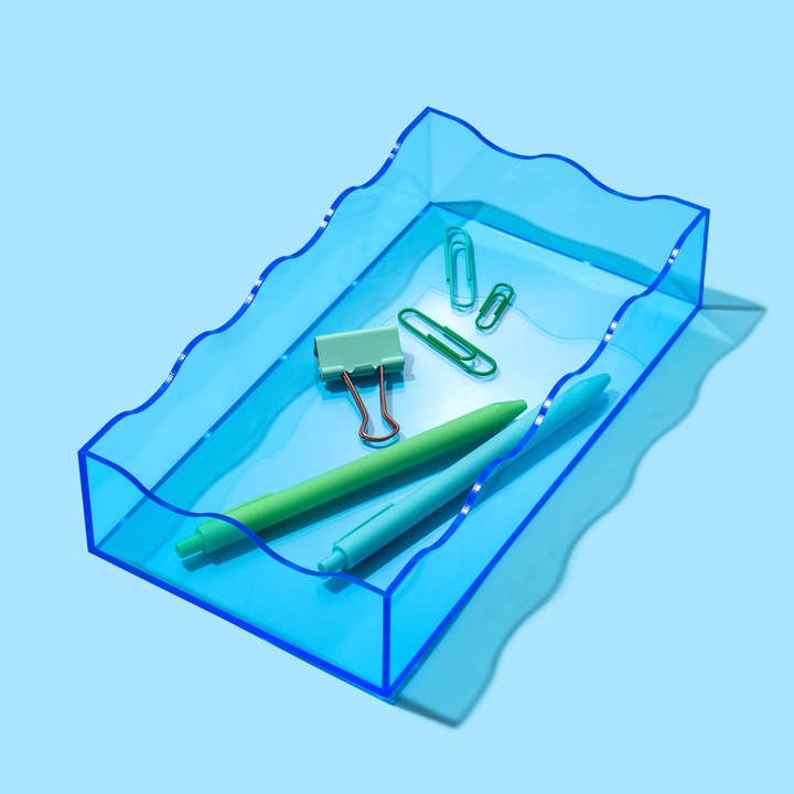 Wavy Rectangle Tray Small - Blue - Amber Marie and Company