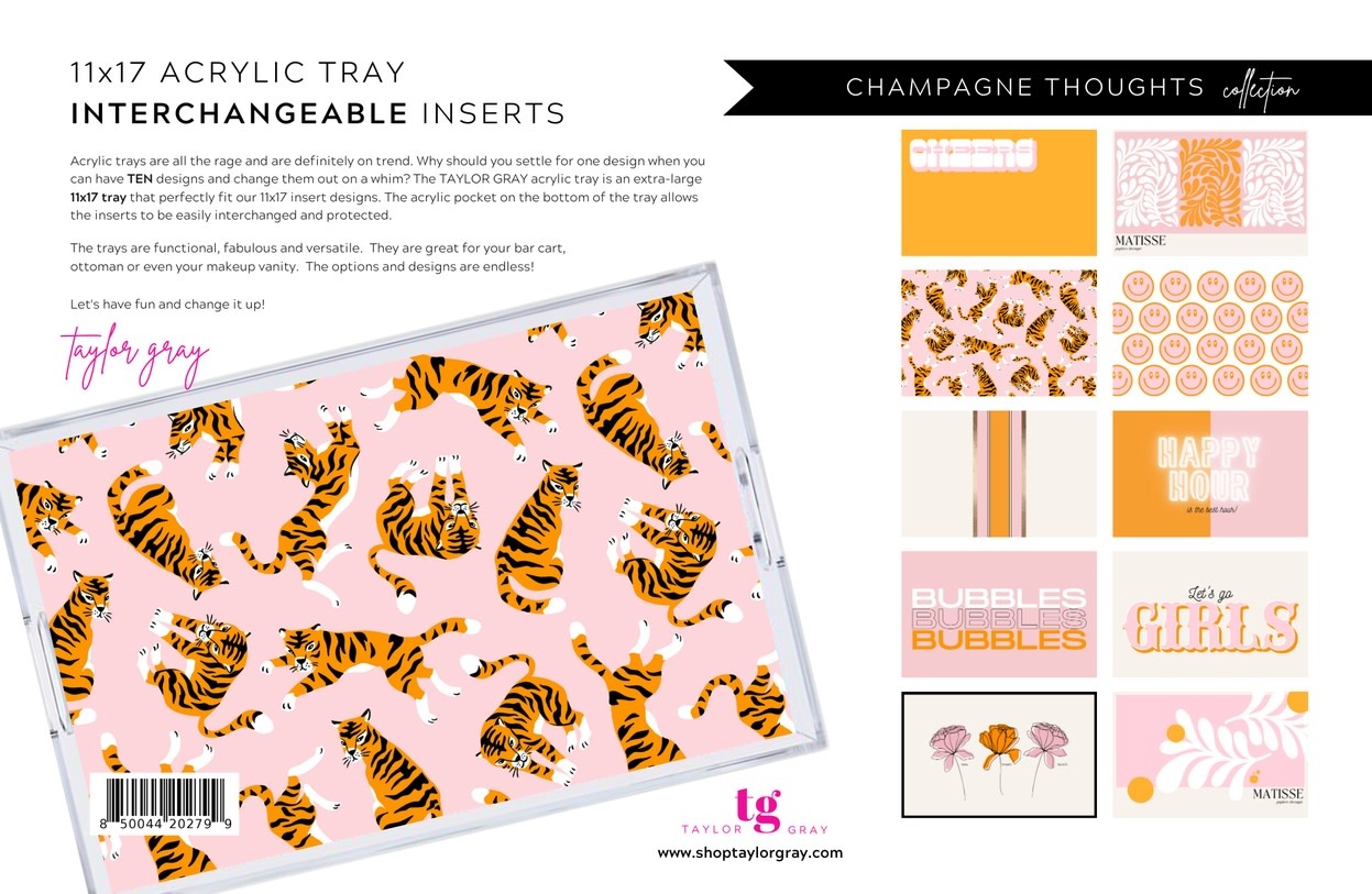 Acrylic Tray Champagne Thoughts Insert Set - Amber Marie and Company