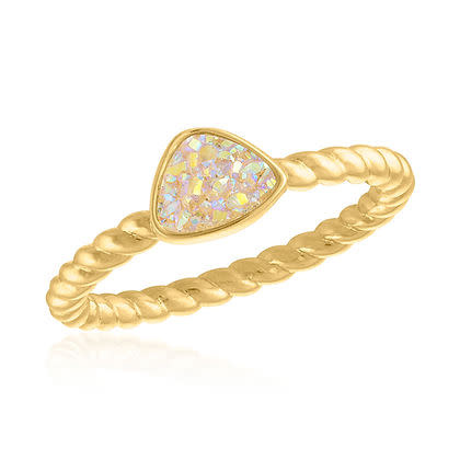 AB Triangle Druzy Gold Layer Ring - Amber Marie and Company