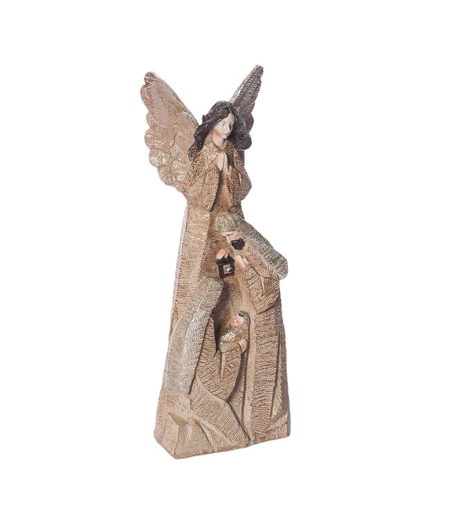 Res Light Up Nativity Scene w/Angel Fig - Amber Marie and Company