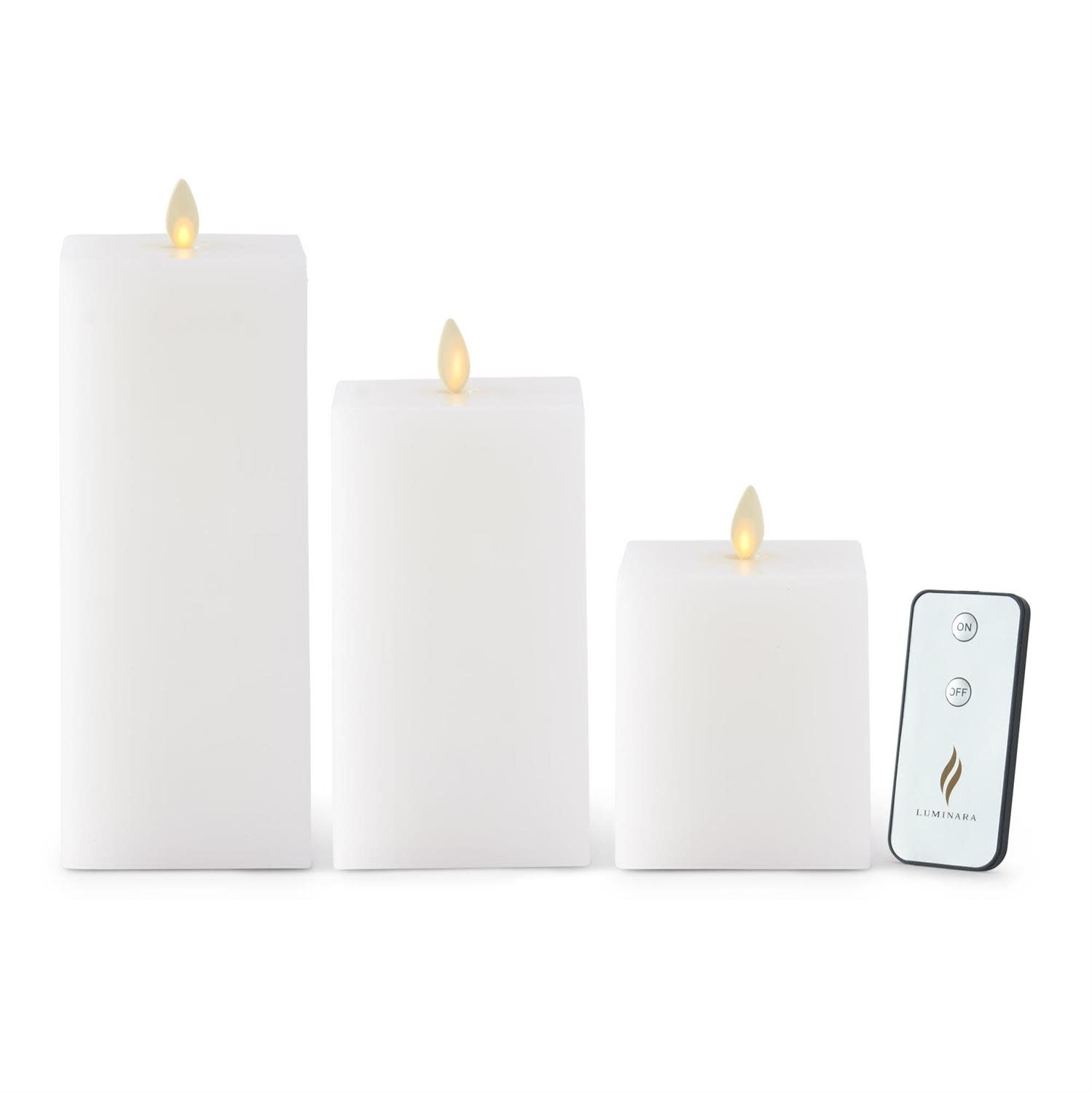 White Wax Luminara Small Indoor Square Candles - Amber Marie and Company