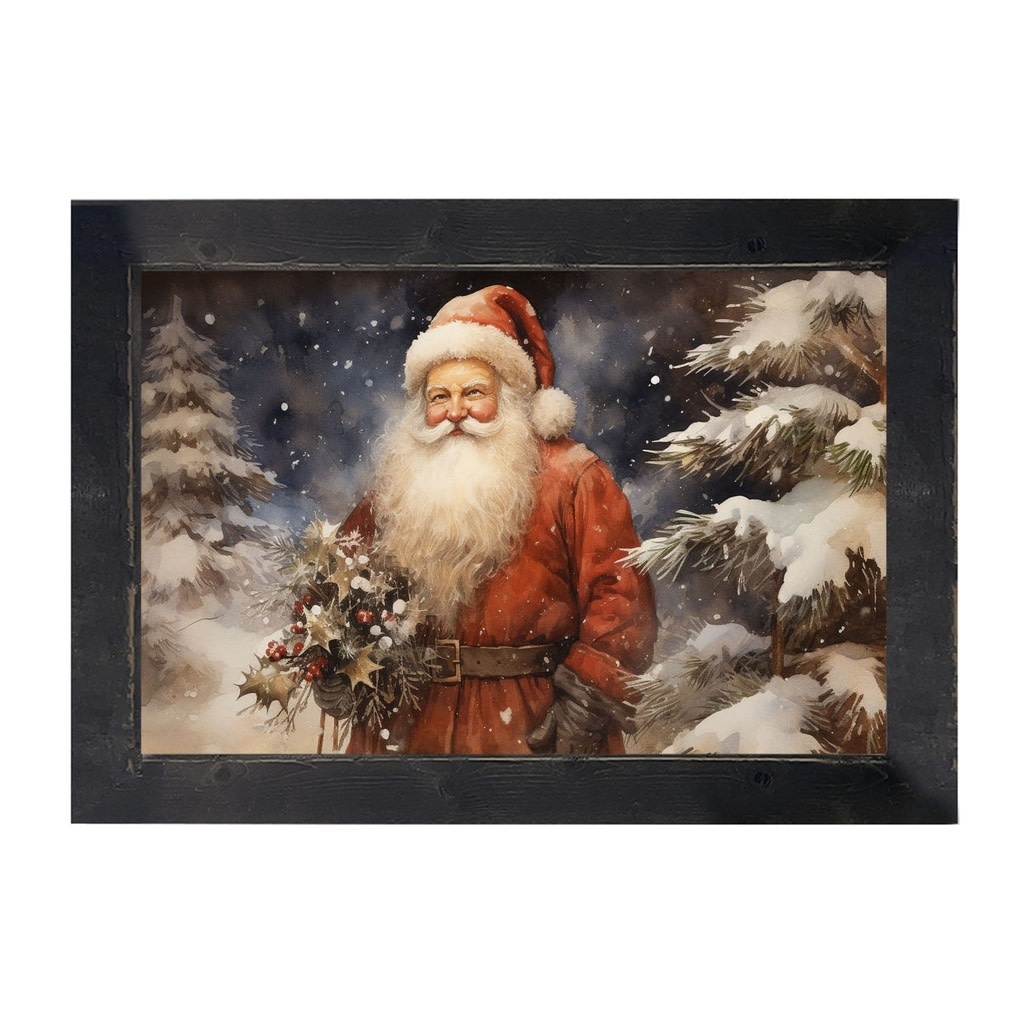 Winter Night Santa-Horizontal Frame Black HX - Amber Marie and Company