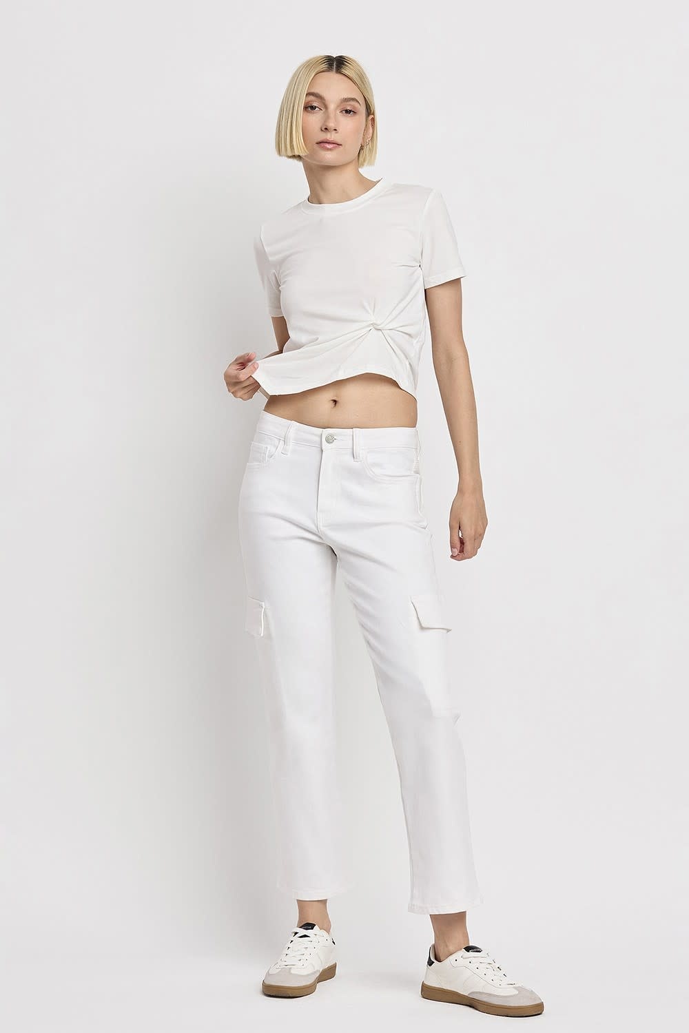 Megan High Rise Crop Cargo Straight Jeans - Amber Marie and Company