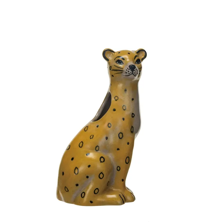 Stoneware Leopard Shaped Vase - Amber Marie and Company