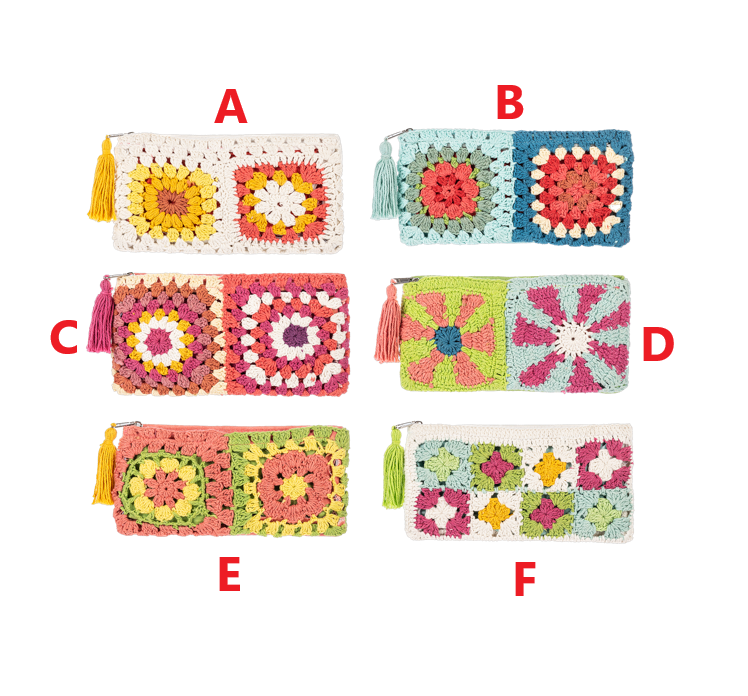 Crochet Rectangle Flower Pouch - Amber Marie and Company