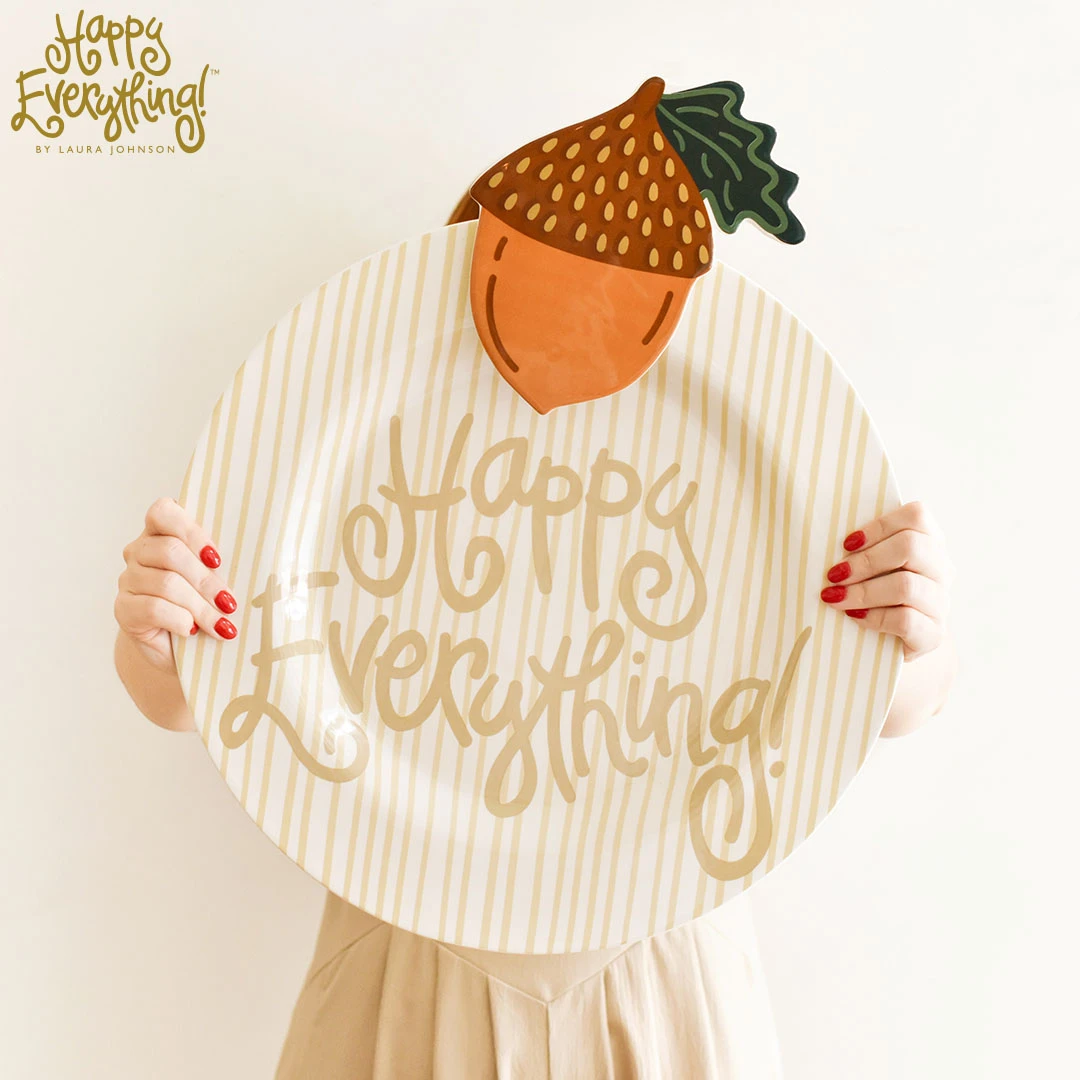 Neutral Skinny Stripe Happy Everything Big Platter - Amber Marie and ...