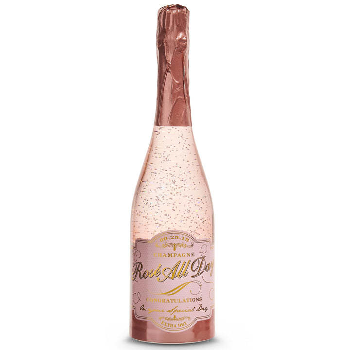 12.25” Lighted Rose Bottle With Swirling Glitter - Amber Marie and Company