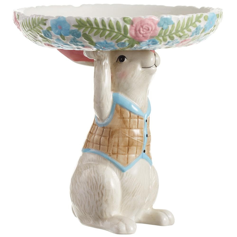 8.5" Bunny Holding A Plate Cream Mixed - Amber Marie and Company