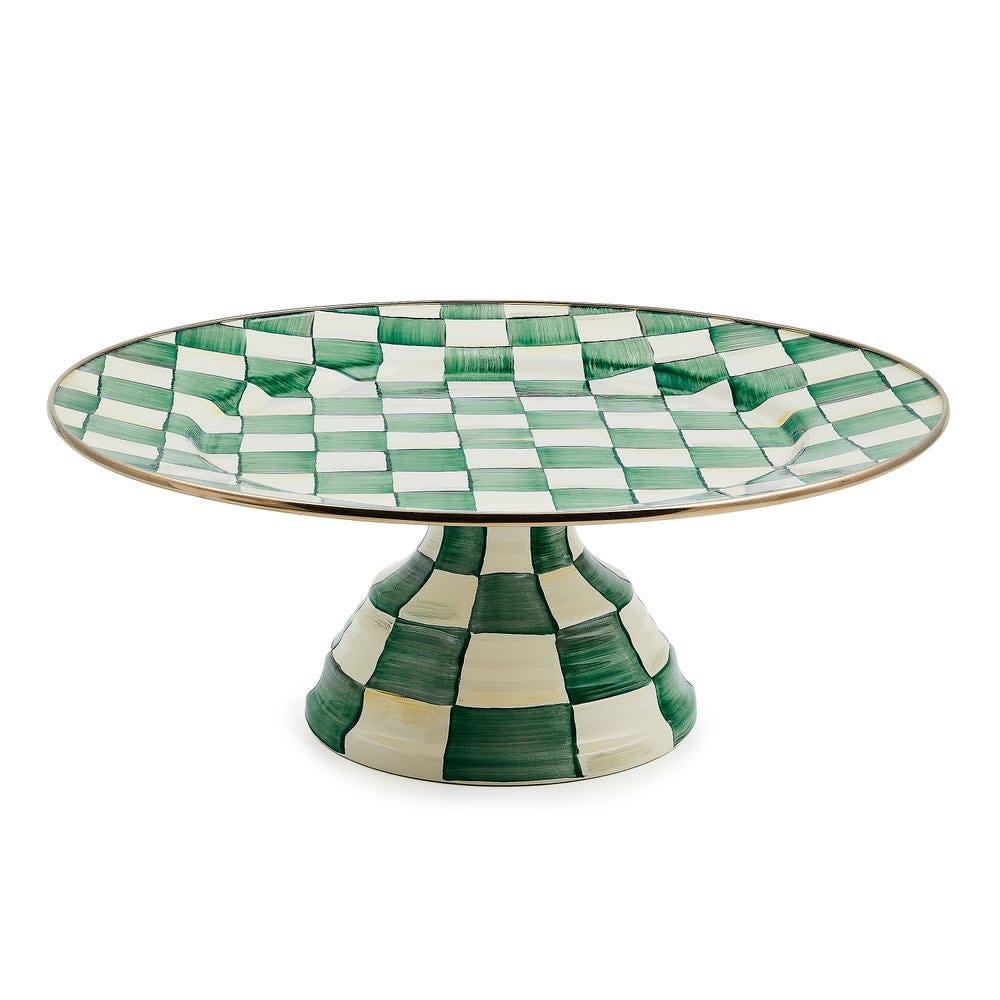 MACKENZIE CHILDS Emerald Check Large Pedestal Platter - Amber Marie and ...
