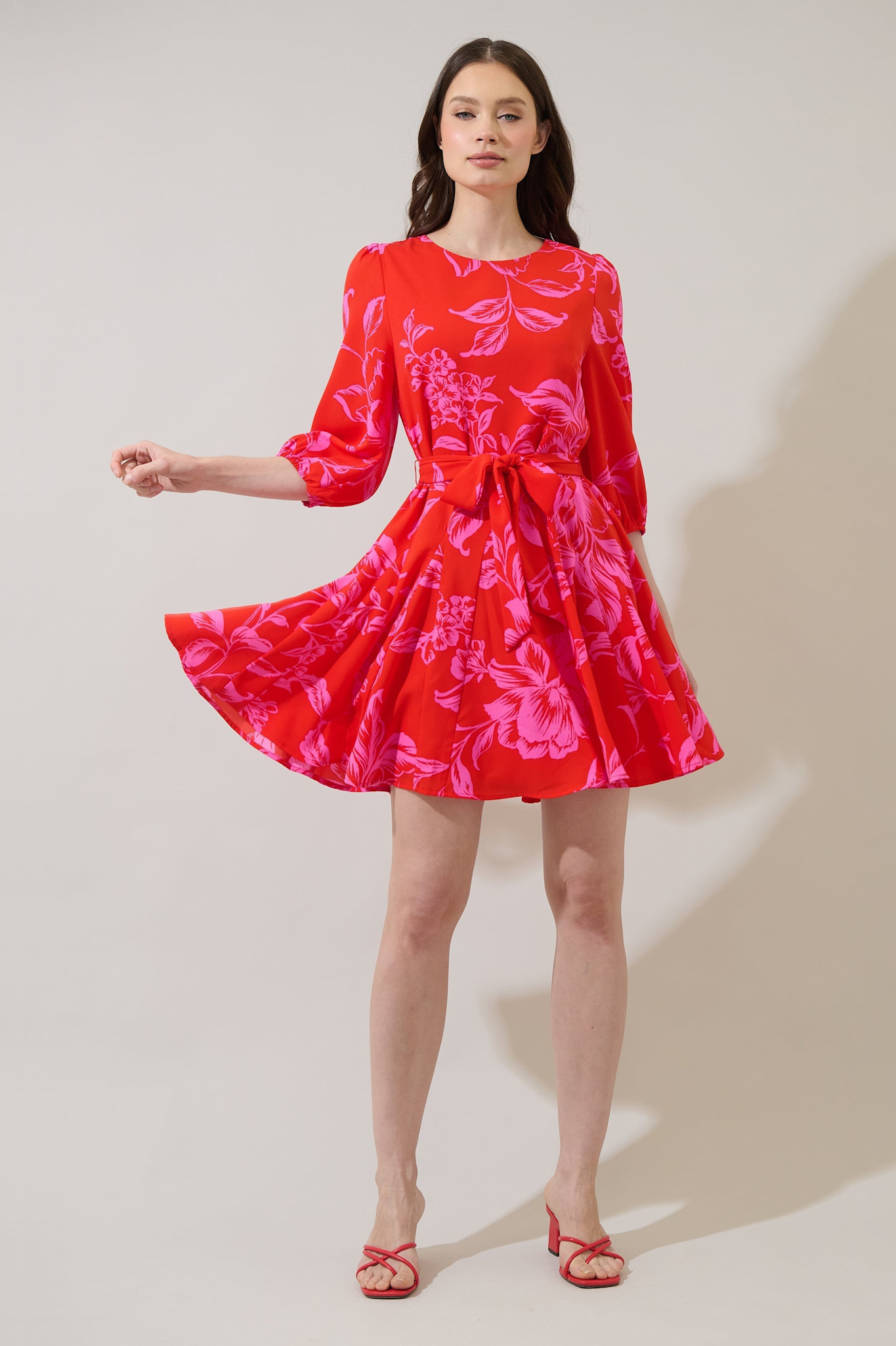 Darline Floral Collins Godet Mini Dress - Amber Marie and Company