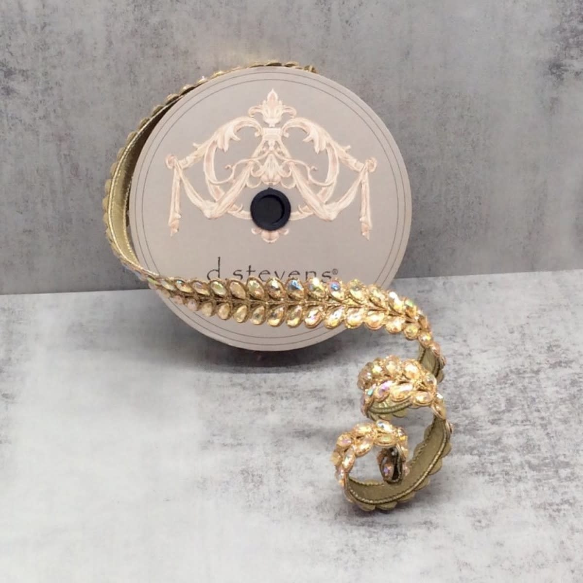 1" x 5yds Jewel Aurora Borealis Honey Locust Leaves, Gold - Amber Marie and Company