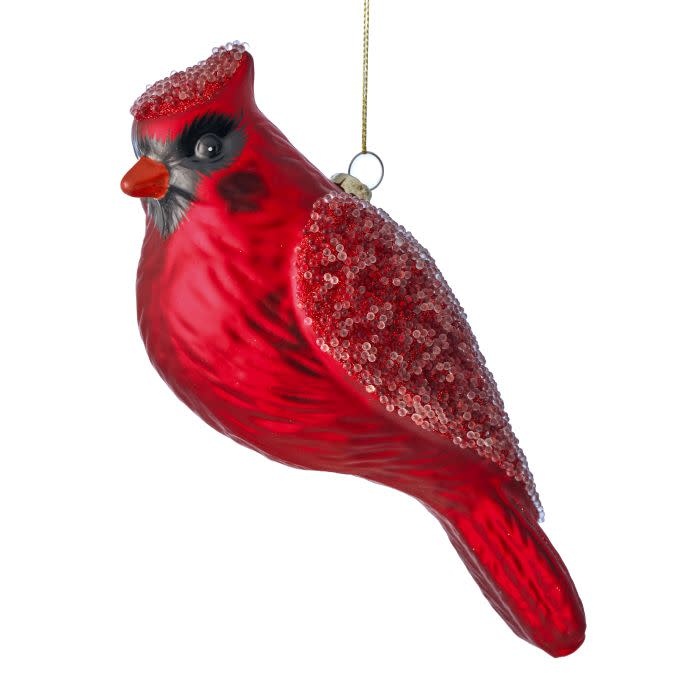8" Glass Beaded Cardinal Ornament - Amber Marie and Company