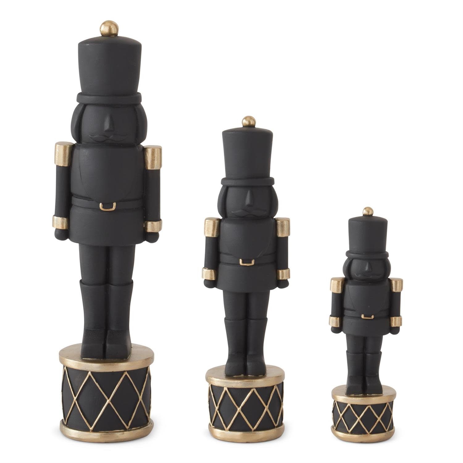 Matte Black Nutcrackers on Drum w/Gold Trim - Amber Marie and Company