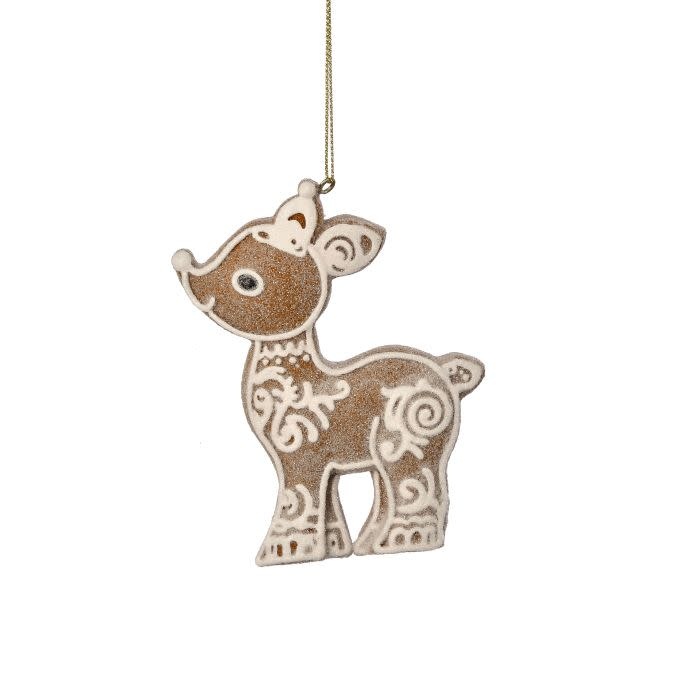 4" Resin Gingerbread Deer Ornament - Amber Marie and Company