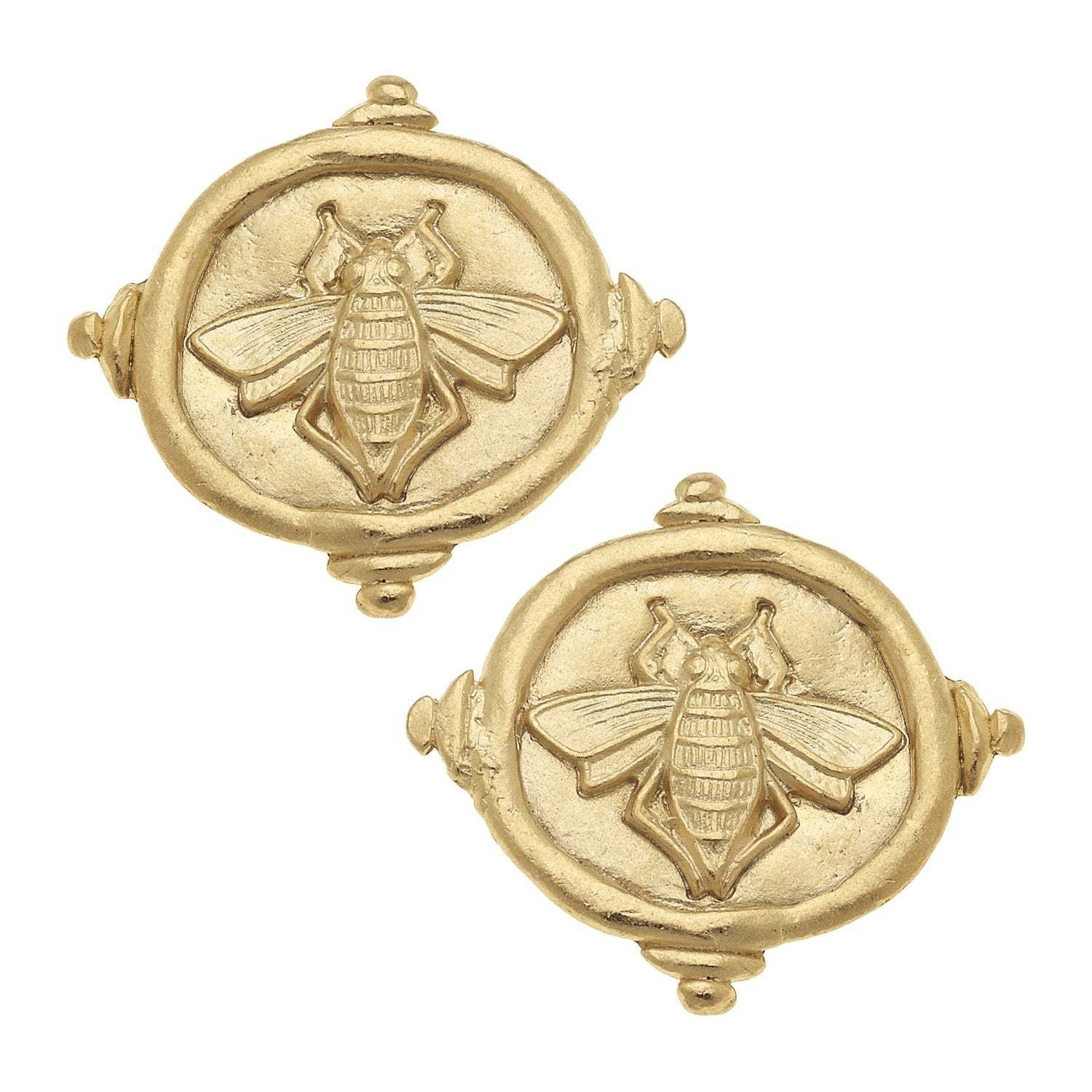 SUSAN SHAW Queen Bee Intaglio Studs - Amber Marie and Company