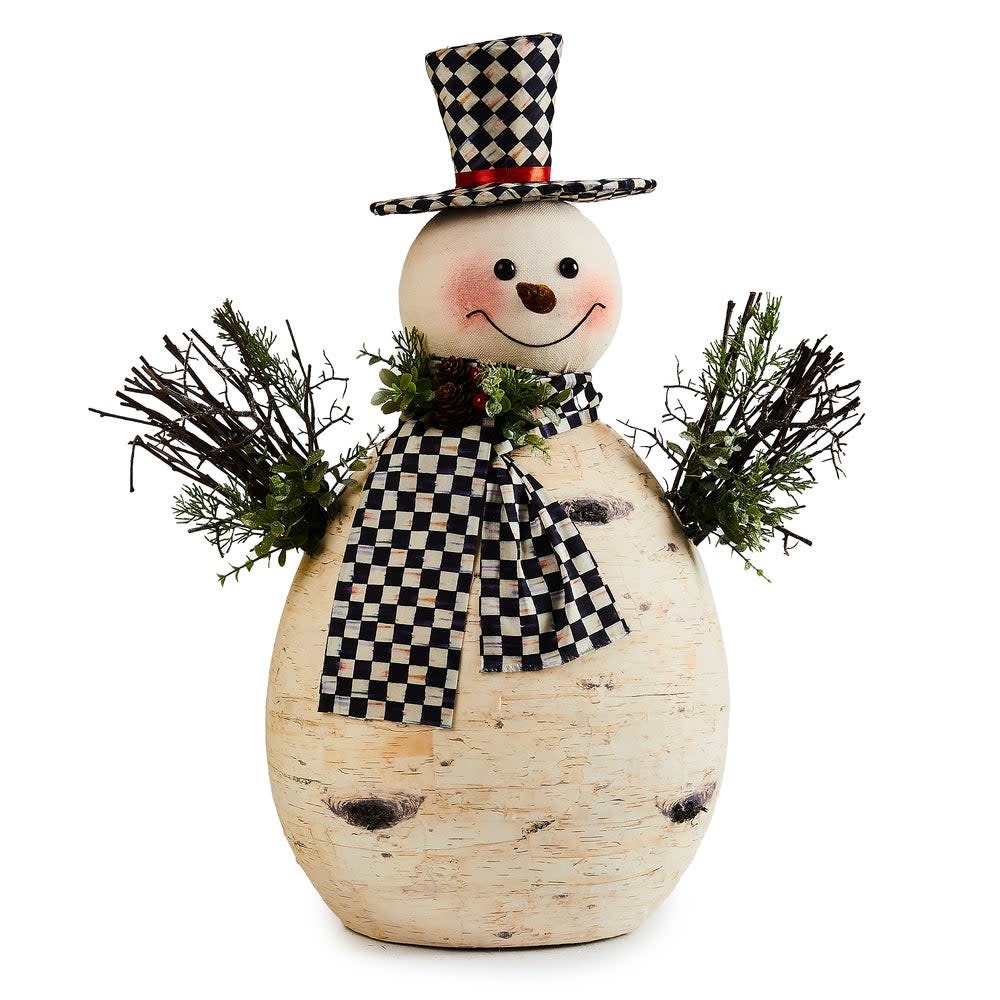 MACKENZIE CHILDS Farmhouse Holiday Large Birch Snowman Figurine - Amber ...