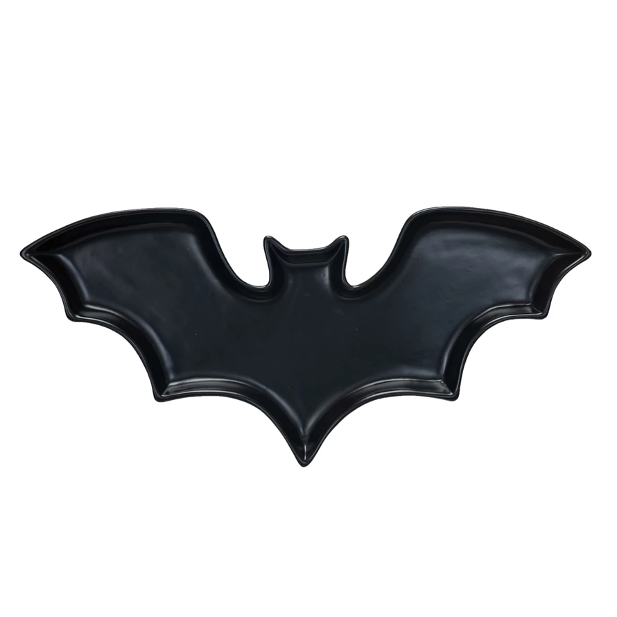 Stoneware Bat Shaped Dish - Matte Black - Amber Marie and Company