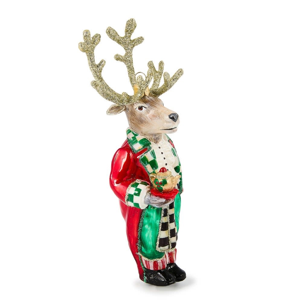 MACKENZIE CHILDS Check It Out Reindeer Butler Ornament - Amber Marie ...