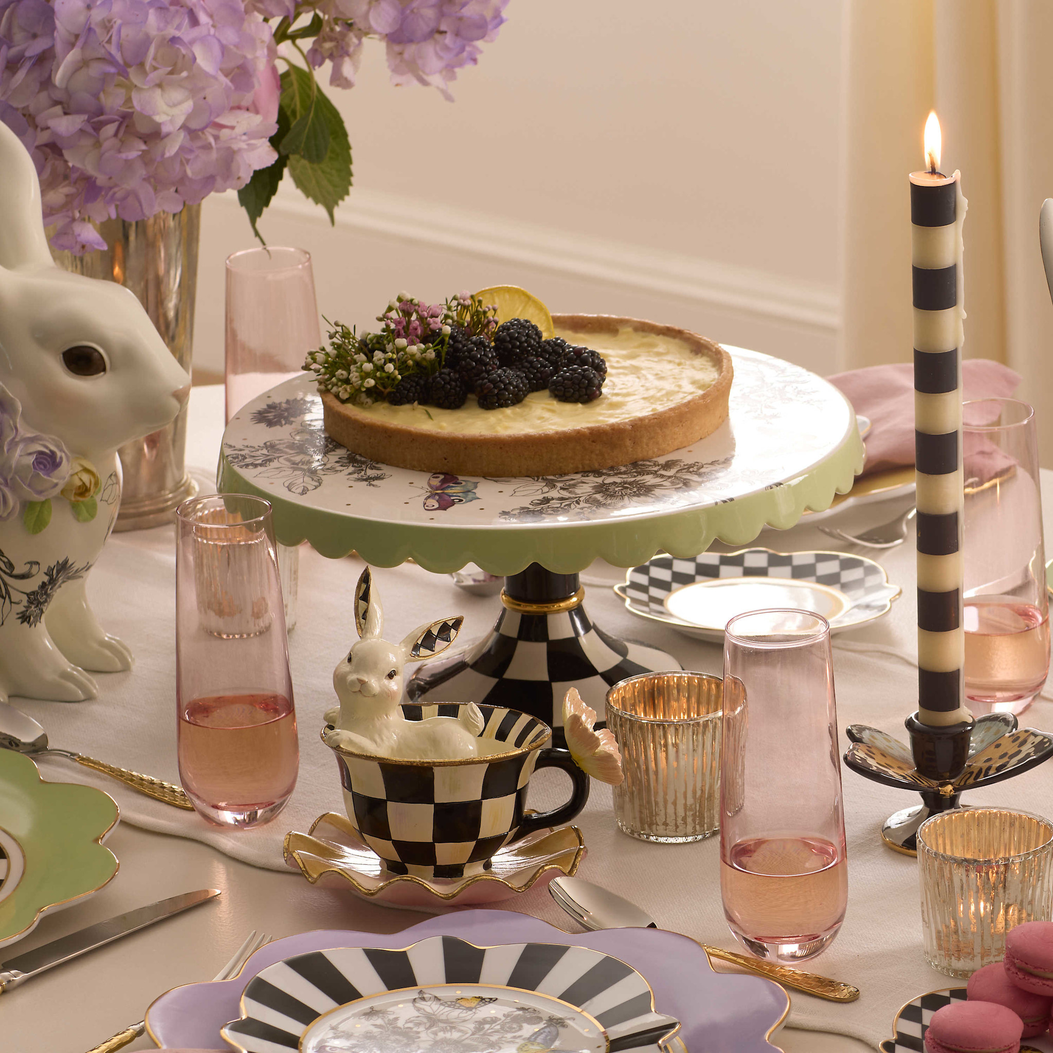 MACKENZIE CHILDS Butterfly Toile Large Pedestal Platter - Amber Marie ...