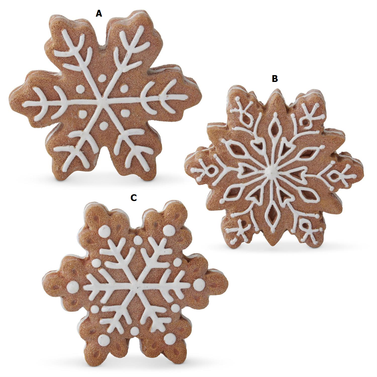 5 Inch Resin Gingerbread Snowflakes w/White Icing Outline - Sold ...
