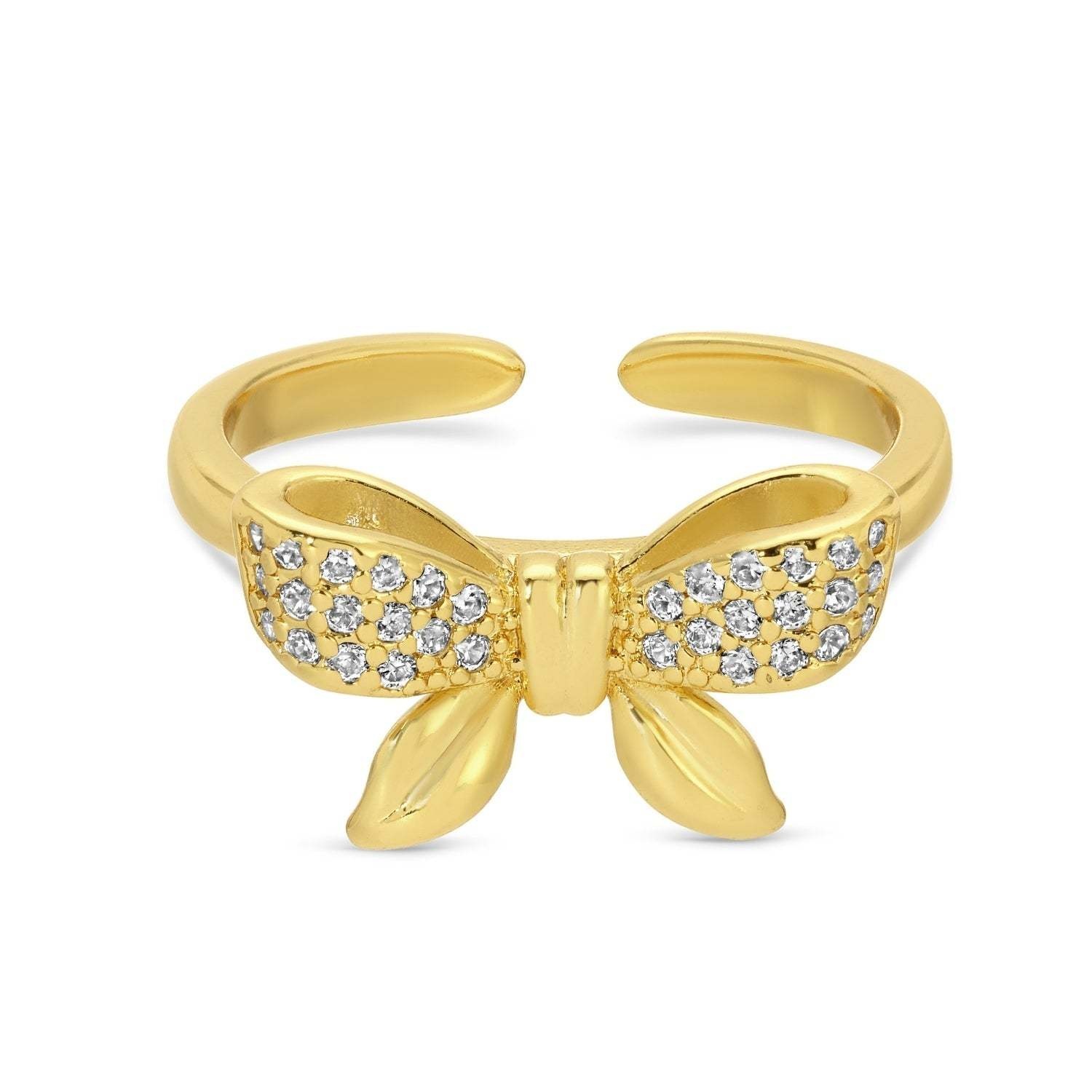Adjustable Pave Bow Ring - Amber Marie and Company