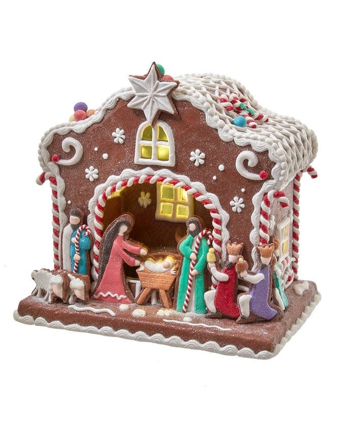 Battery-Operated Light Up Nativity Gingerbread House - Amber Marie and ...