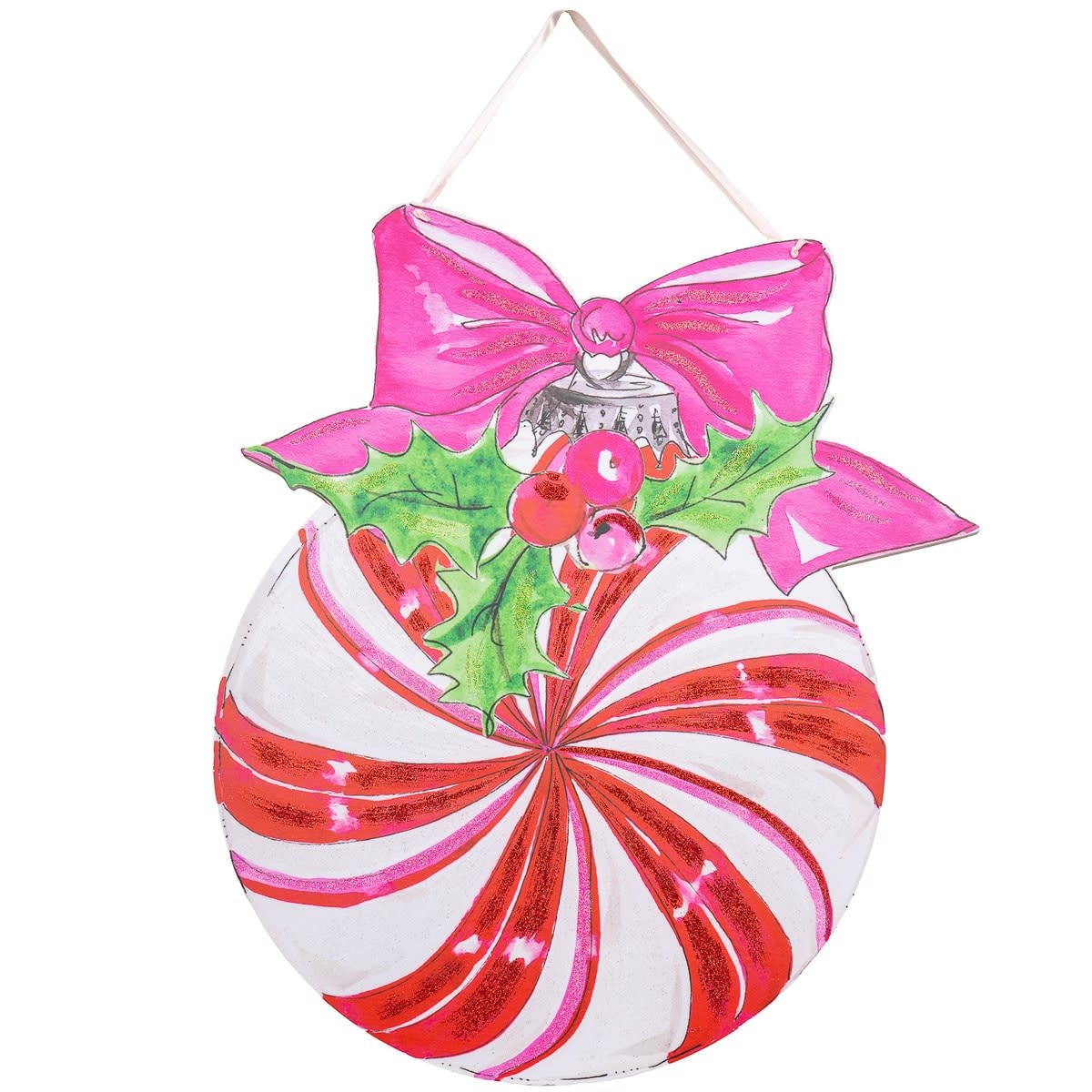 THE ROUND TOP COLLECTION Beck's Vintage Candy Cane Ball PVC Door Hanger ...