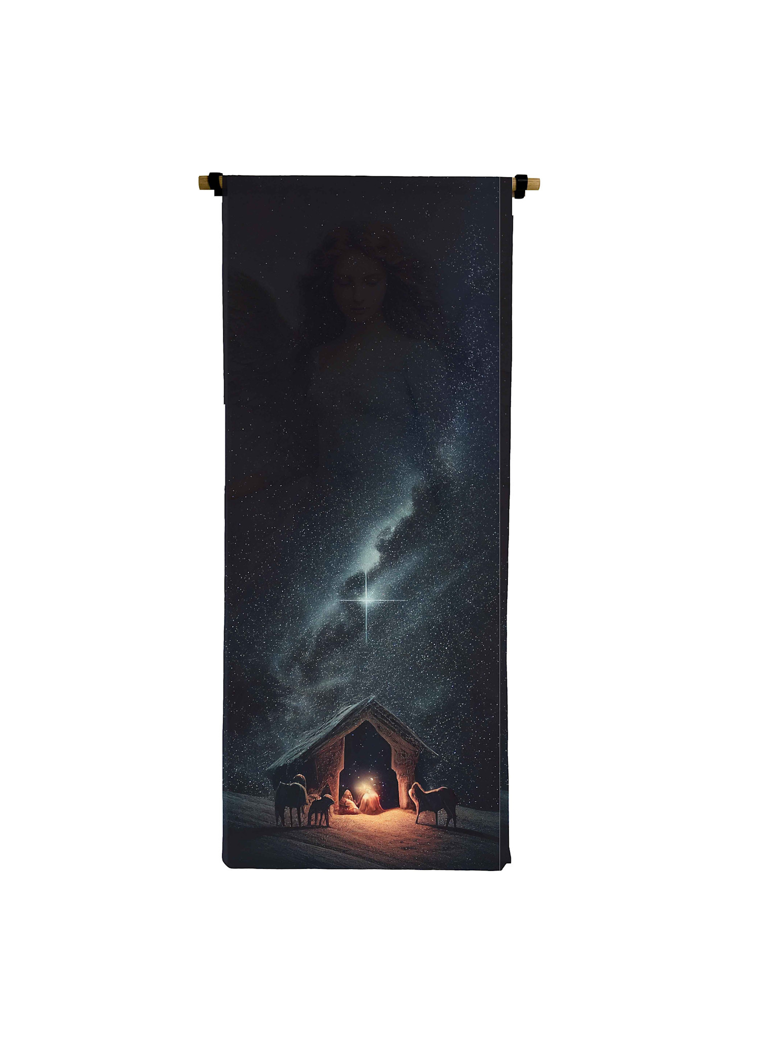 Vertical Canvas Scroll Starry Nativity DS - Amber Marie and Company