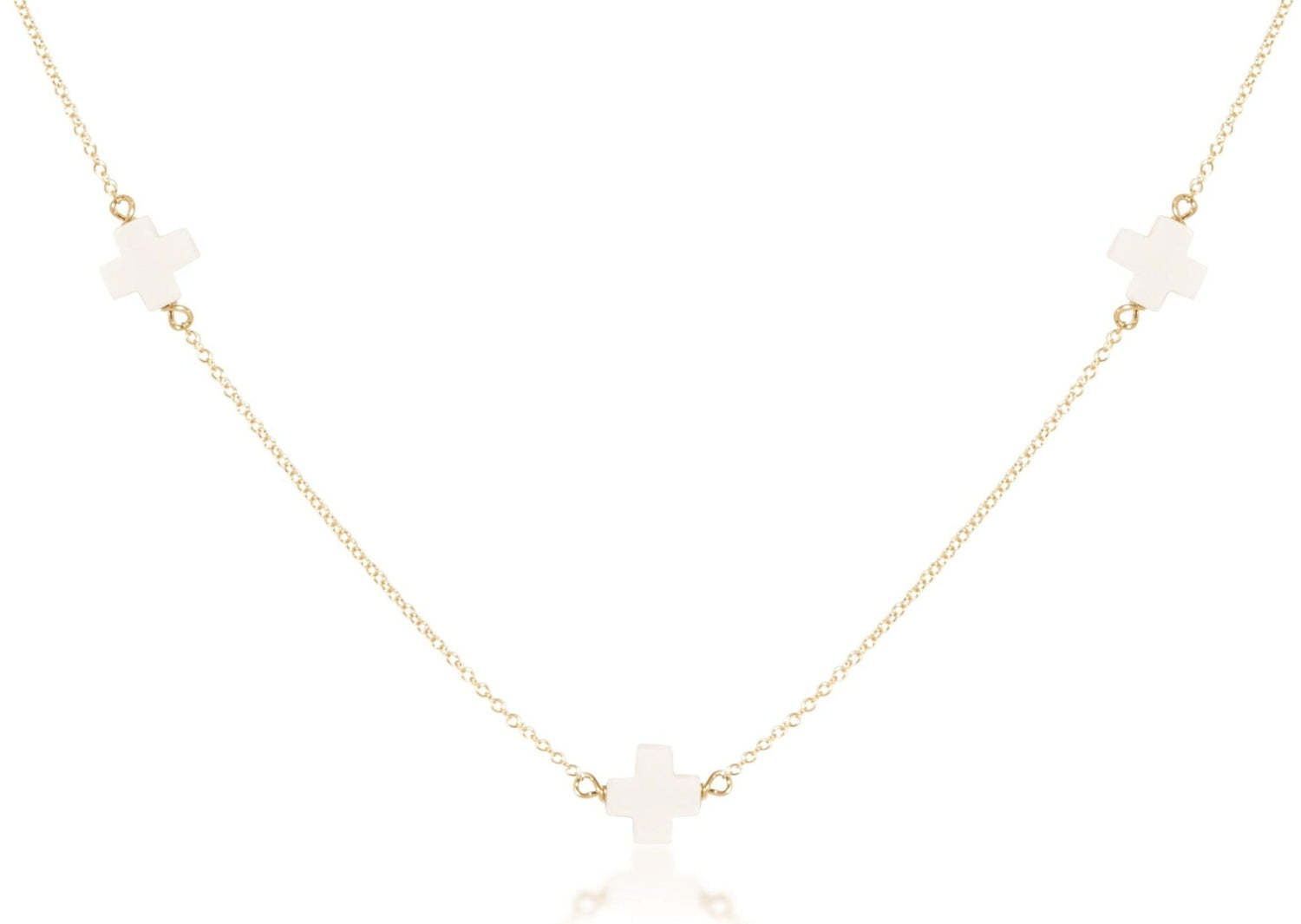 17" Choker Simplicity Chain Gold - Signature Cross - Amber Marie and Company