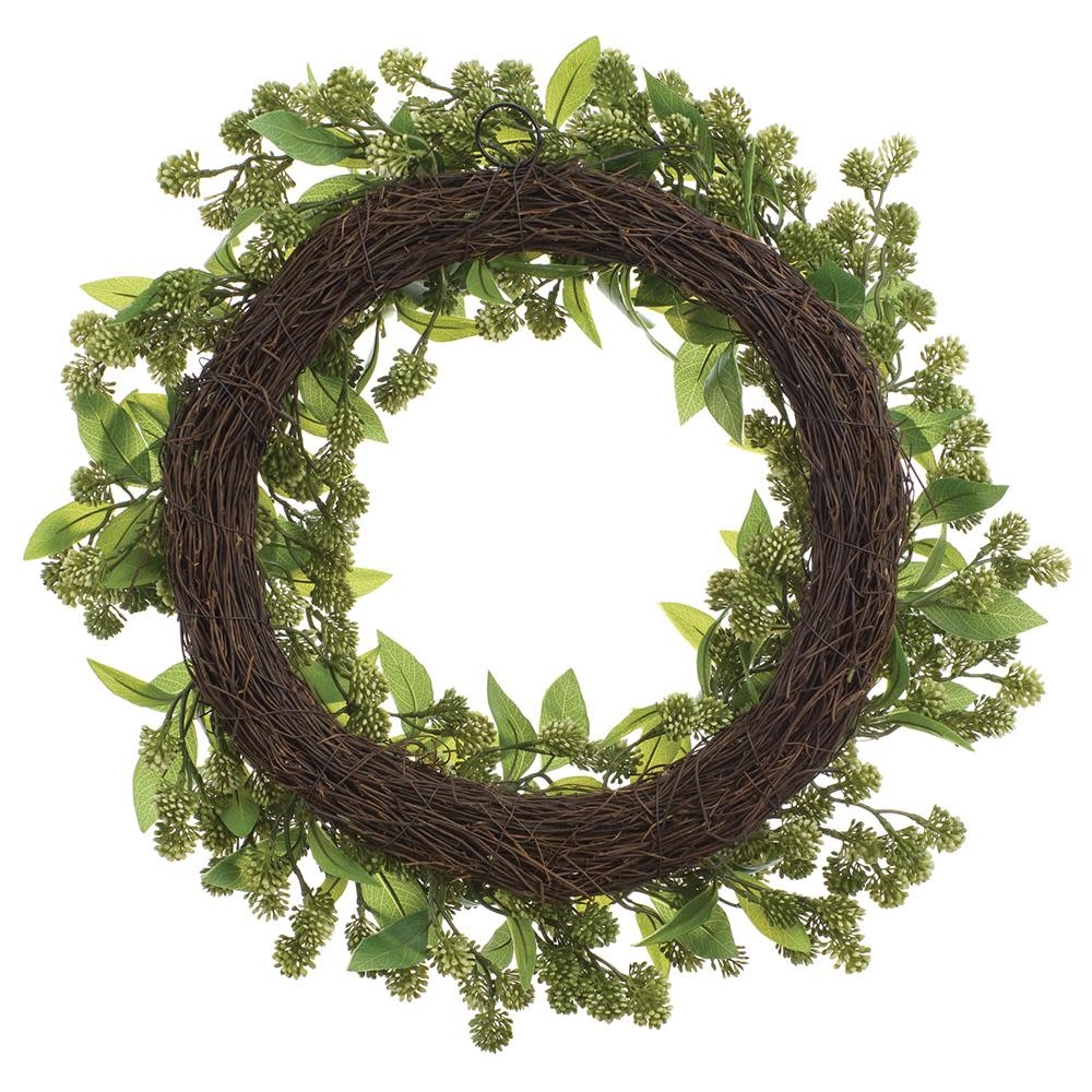 24 Inch Soft PE Sedum Wreath Cream Green - Amber Marie and Company