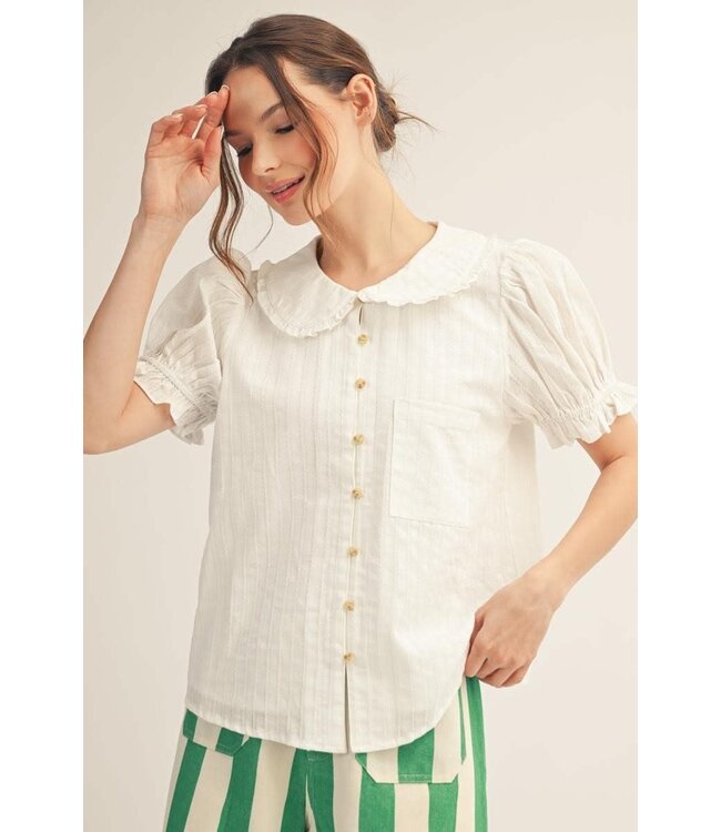 Madeline Peter Pan Collared Button Down Lovely Top - Amber Marie and ...