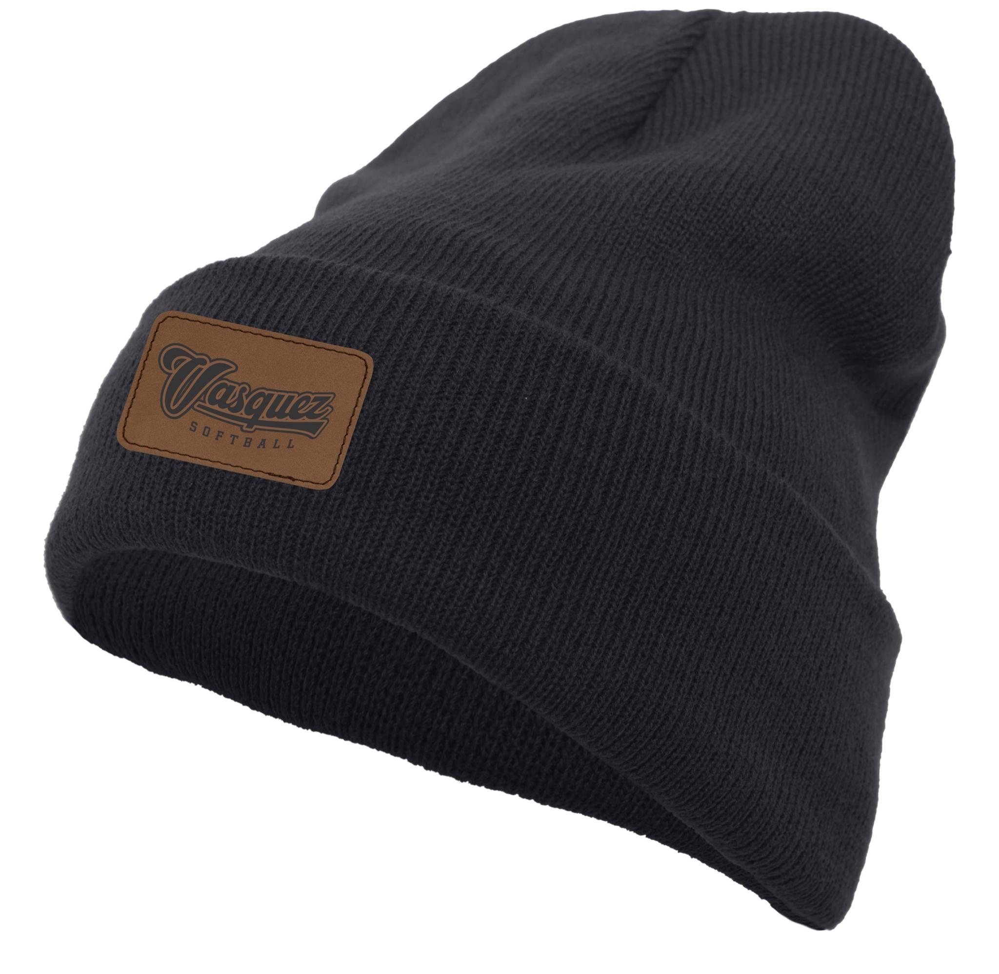 Pacific Headwear Vasquez Softball Laser Patch Knit Fold Over Beanie - Bagger Sports