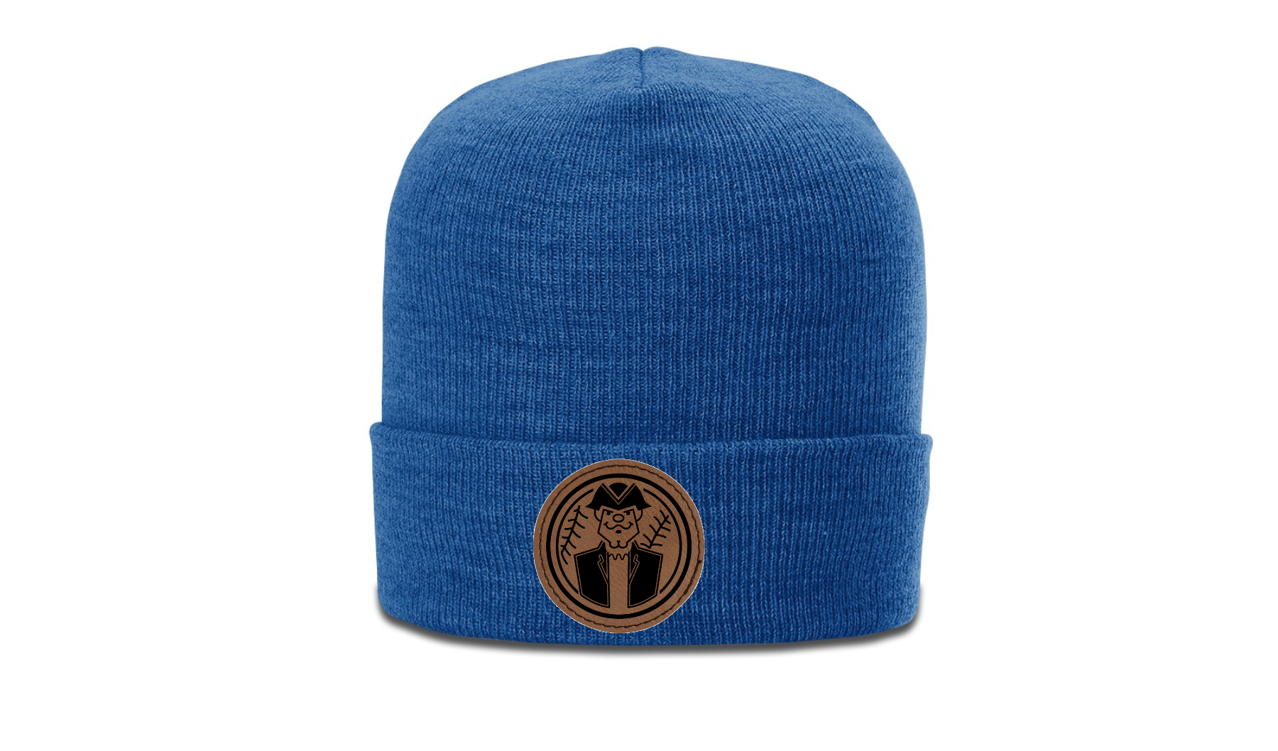 Squires Baseball Laser Engraved Brown Patch Knit Fold Over Beanie - Bagger Sports