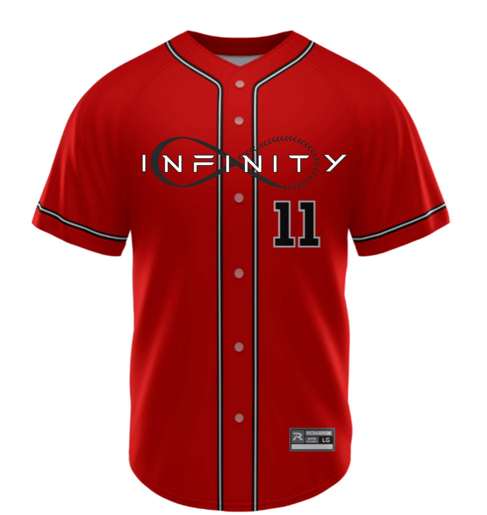 Infinity Custom Sublimated Red Full Button Jersey - Bagger Sports