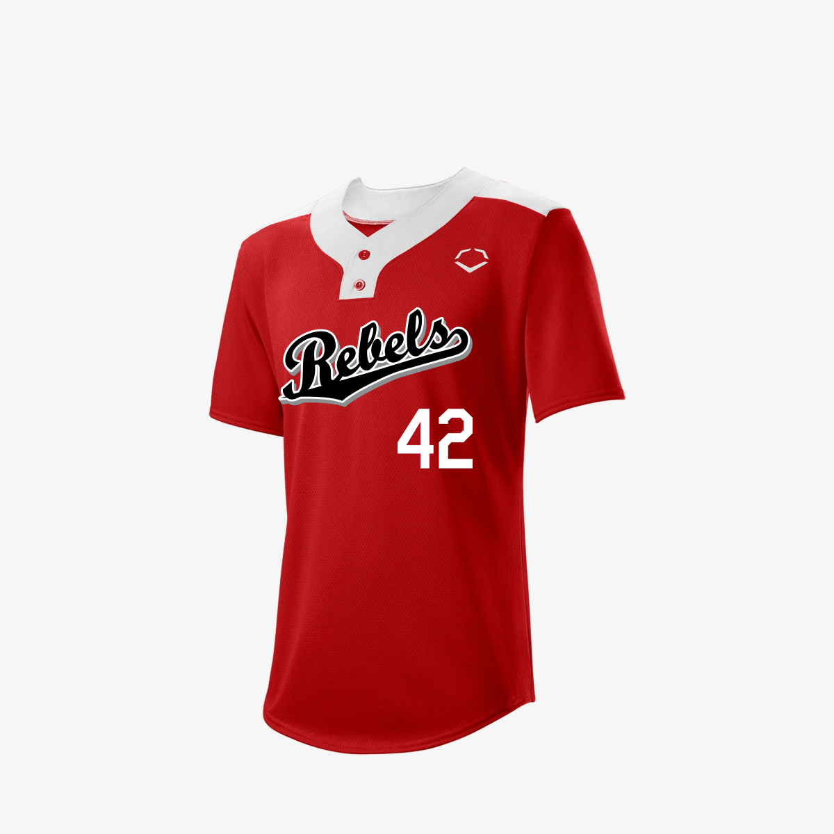 Rebels Baseball Evo Shield 2 Button Jersey - Red/White - Bagger Sports